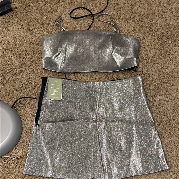 H&M | Other | Silver Metallic Twopiece Set | Poshmark
